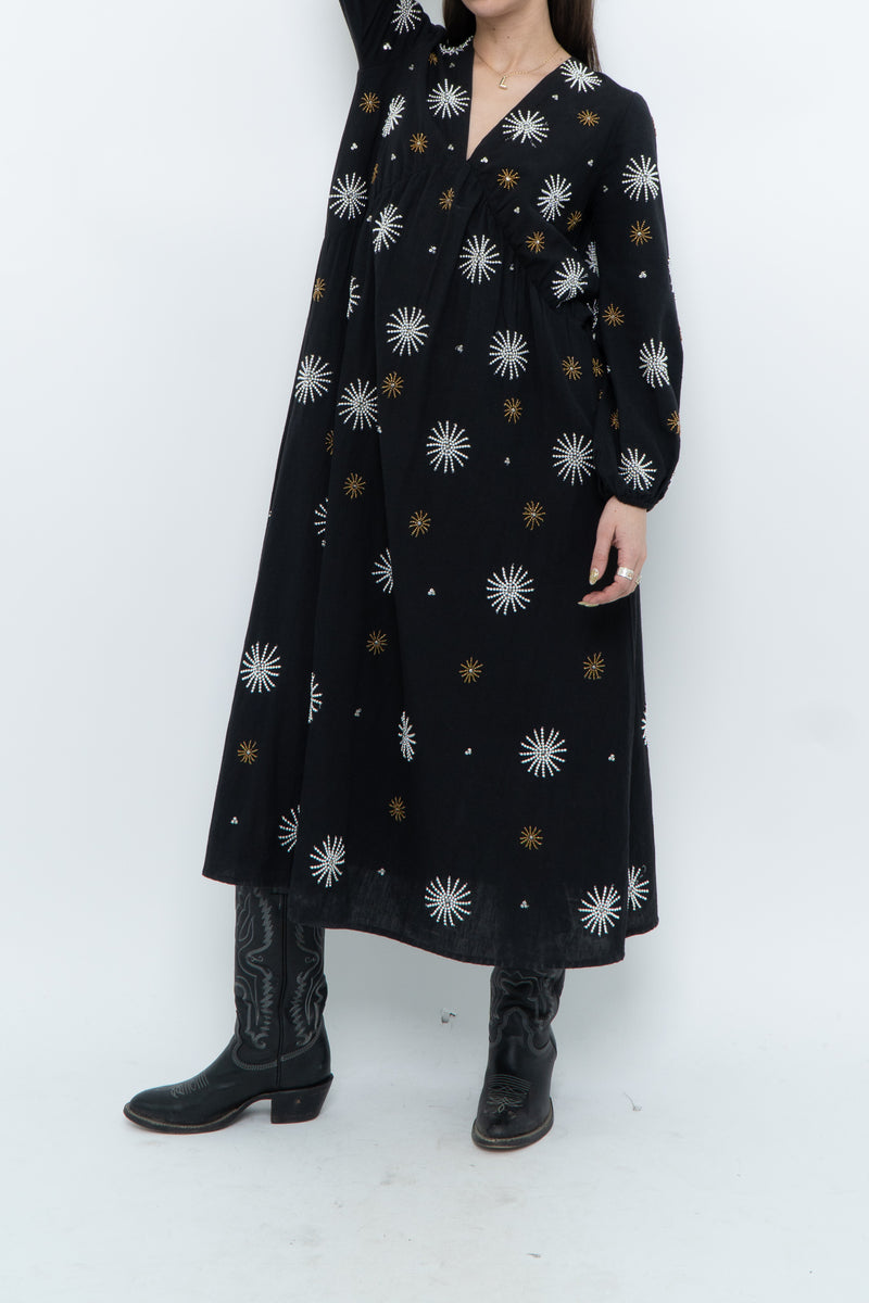 SUNDRESS x Black Silver, Gold Beaded Maxi Dress (XS-M)