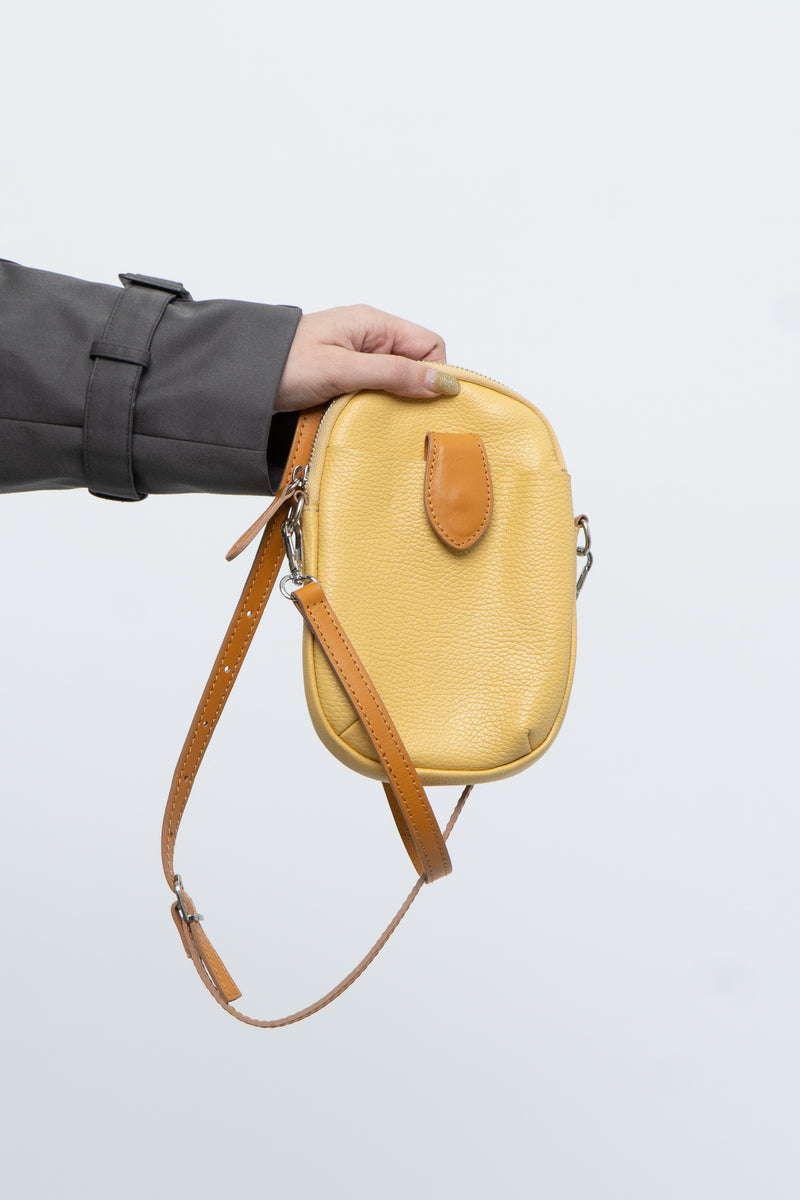 DIVINA FIRENZE x Yellow Pebble Leather Crossbody Purse